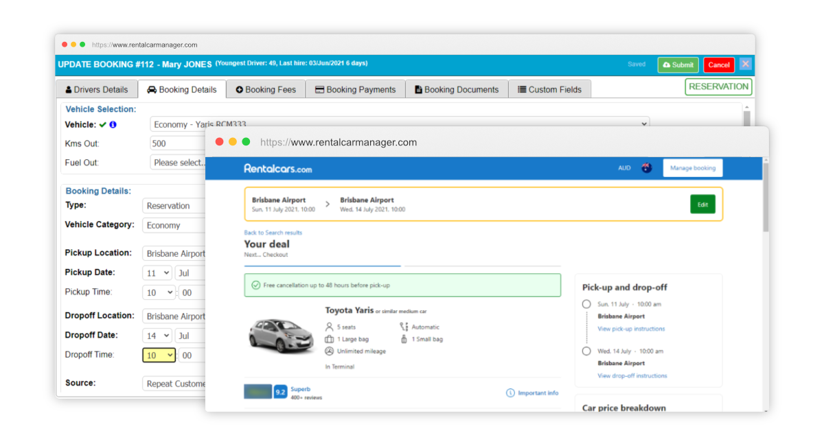 Agent Integration - Rental Car Manager