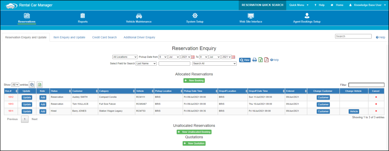 Booking Management - Rental Car Manager