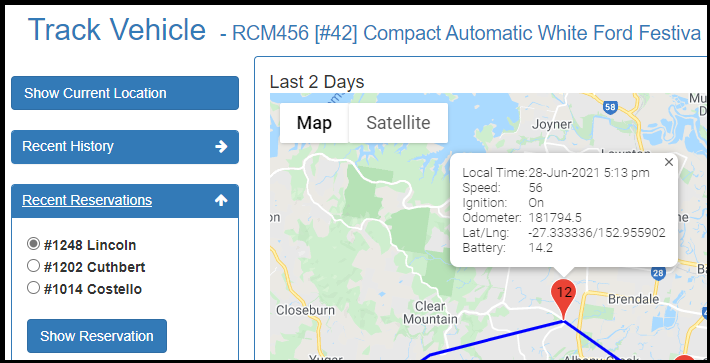 GPS Tracking - Rental Car Manager