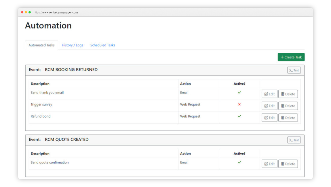 Automations | Rental Car Manager