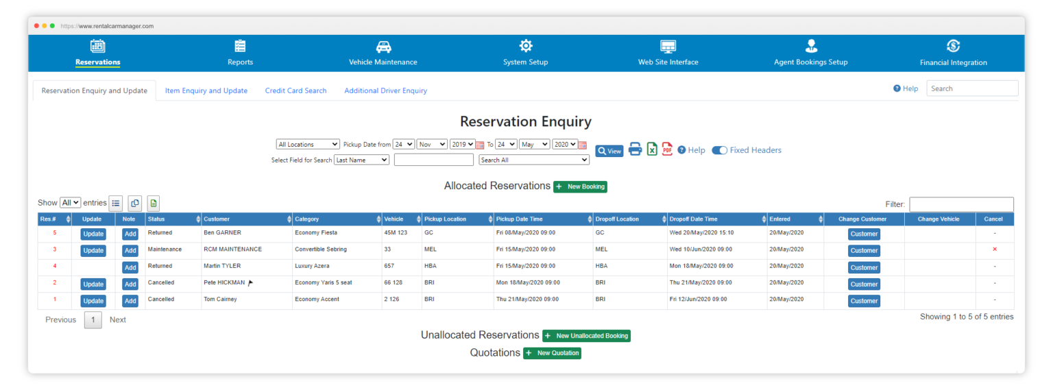 Booking Management | Rental Car Manager