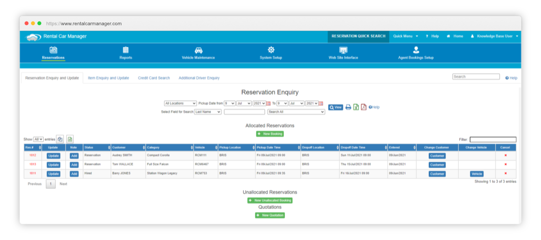 Booking Management - Rental Car Manager